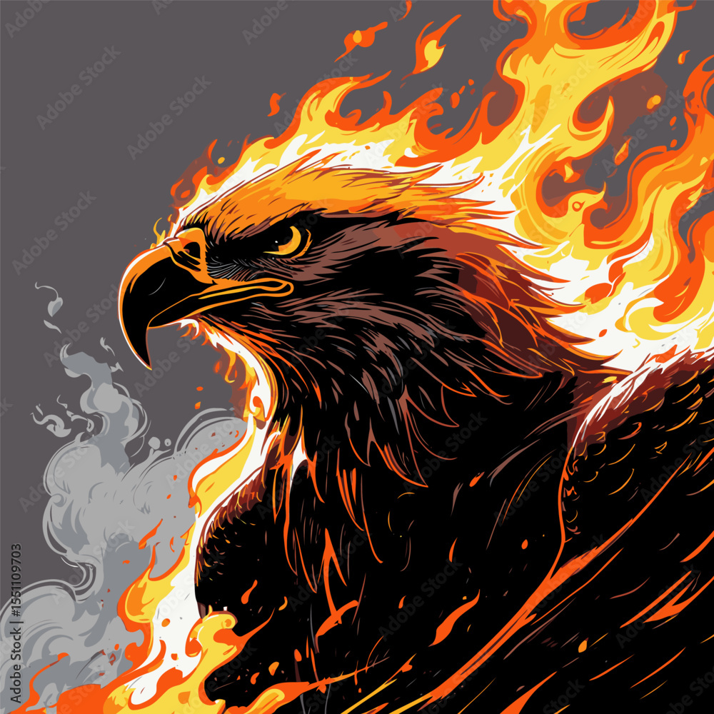 image of eagle head on fire Stock Vector | Adobe Stock