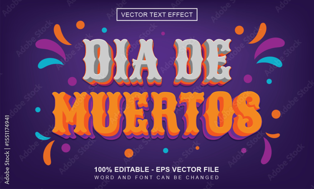 dia de muertos text effect Stock Vector | Adobe Stock