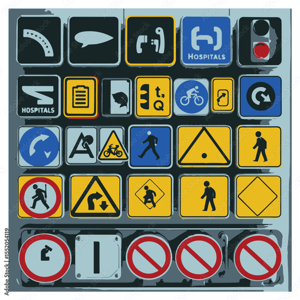 Compilation of Various Road Signs and Symbols Depicting Traffic ...