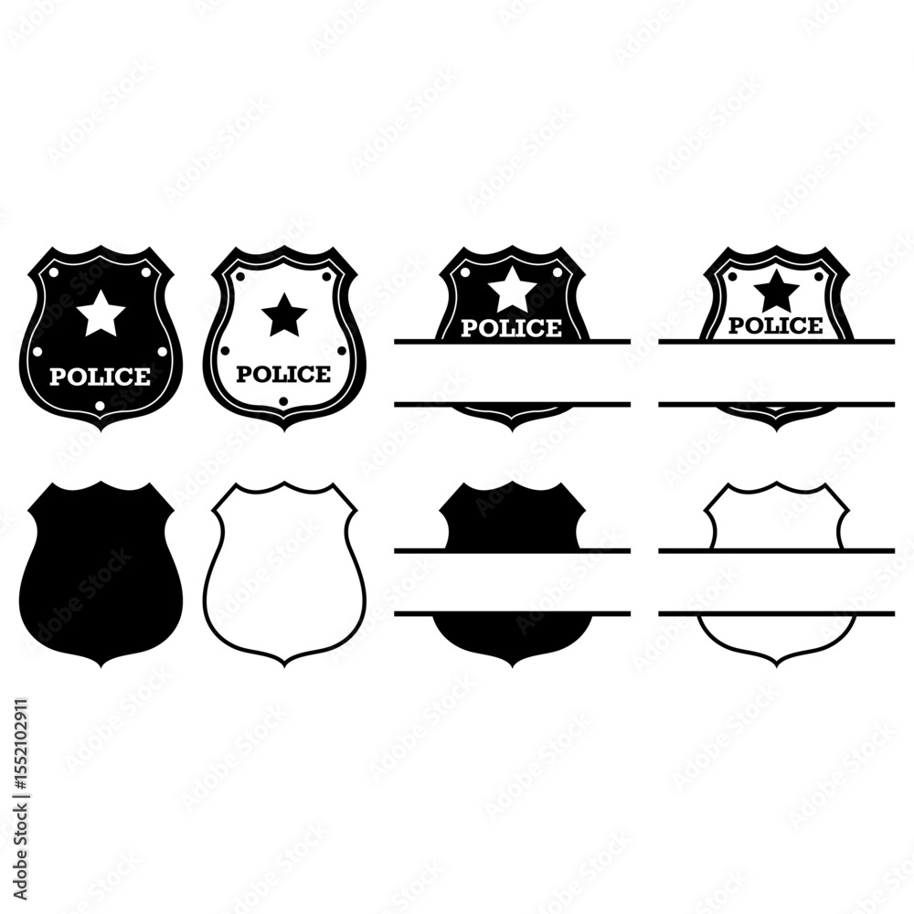 Police Badge Shield Monogram Graphic Set Stock Vector | Adobe Stock