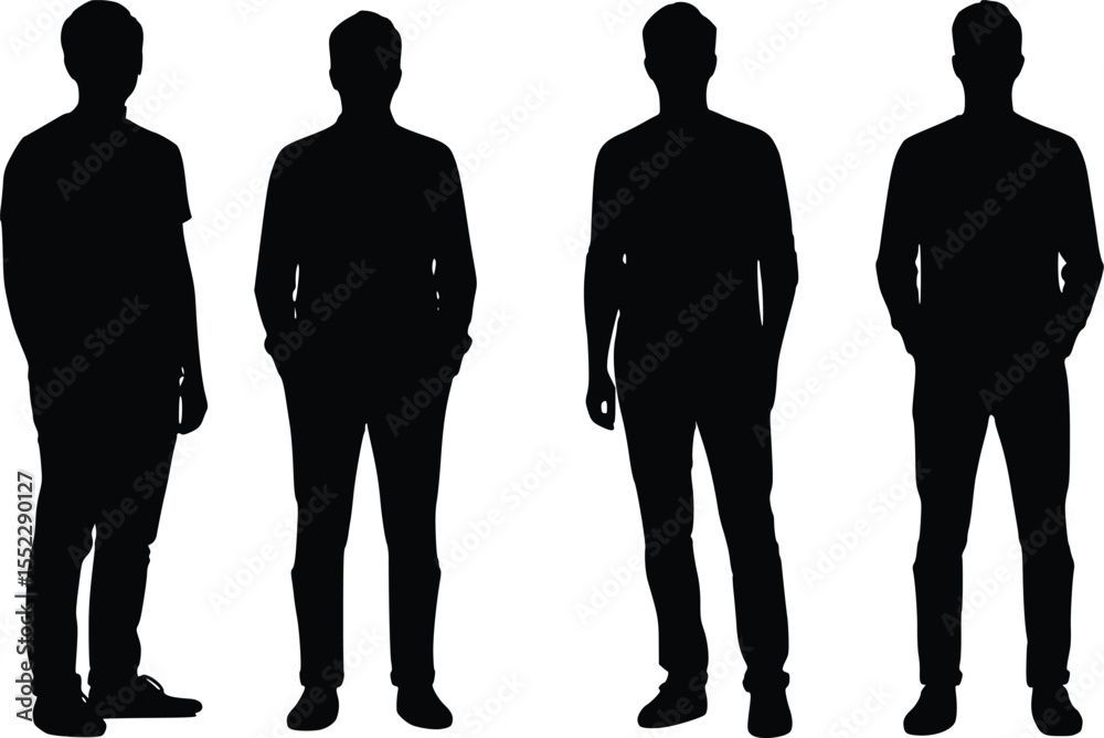 Vector Silhouettes of four standing men create a striking design ...