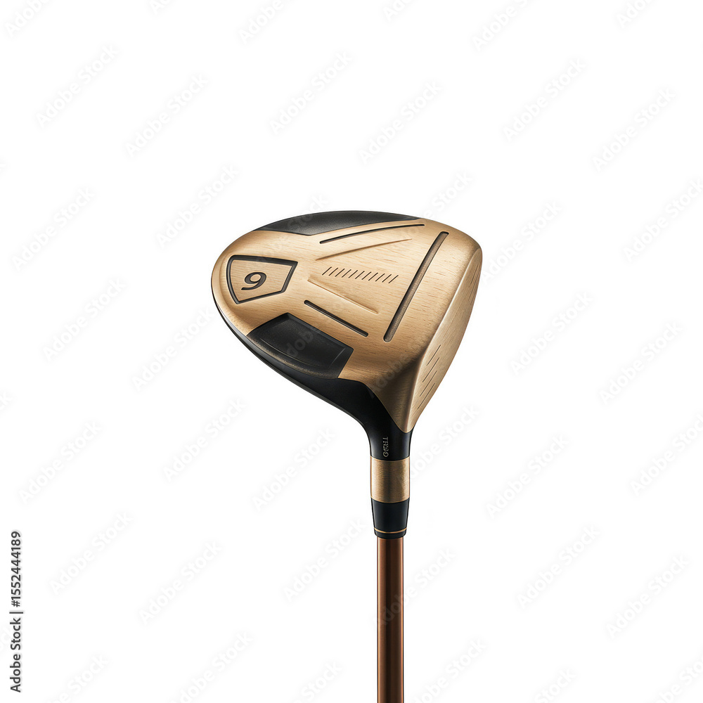 Isolated Gold Golf Driver Club Titanium Equipment with Black Background ...