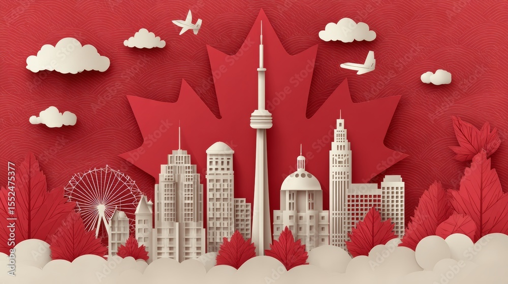 Ilustração Illustration Anniversary celebration Canada day in maple ...