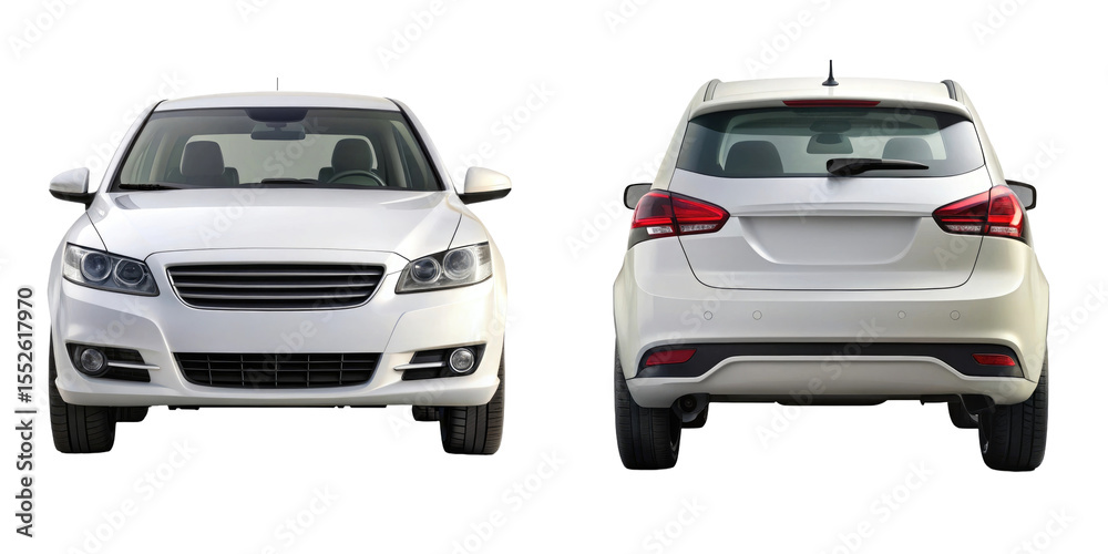 car front and back view isolated on transparent white background ...