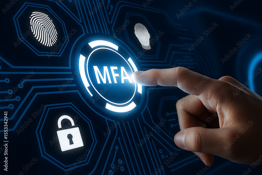 Businessman Pressing Virtual MFA Button – Multi-Factor Authentication ...