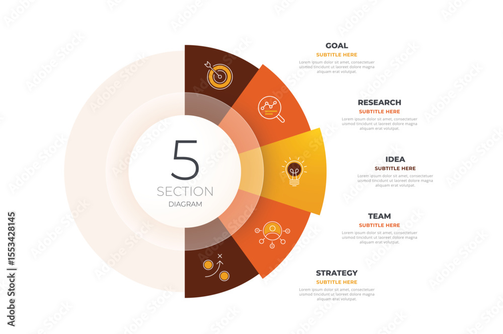 เวกเตอร์ Stock Design template infographic with 5 step process can be ...