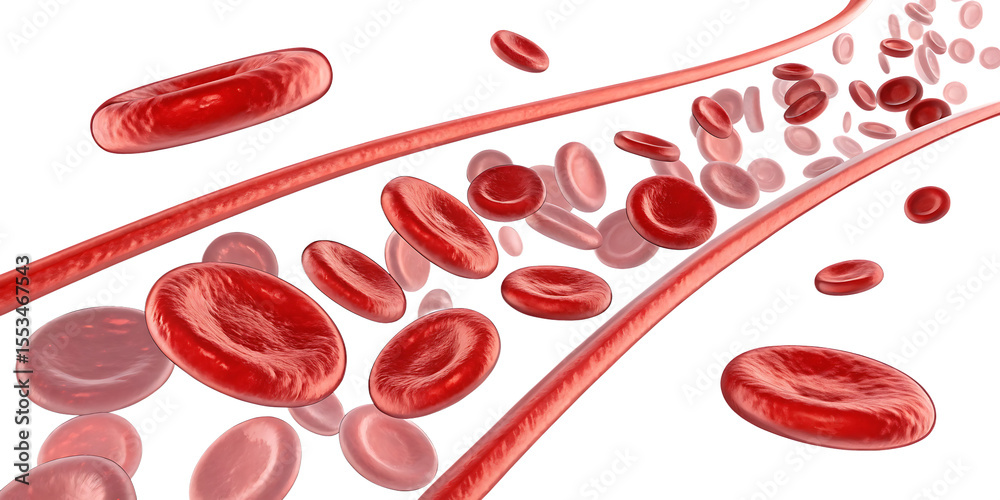 Realistic 3 D rendering of red blood cells flowing through a blood ...
