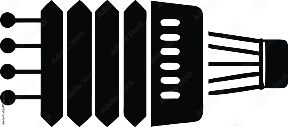 Black squeezebox icon illustrates music instrument with multiple ...