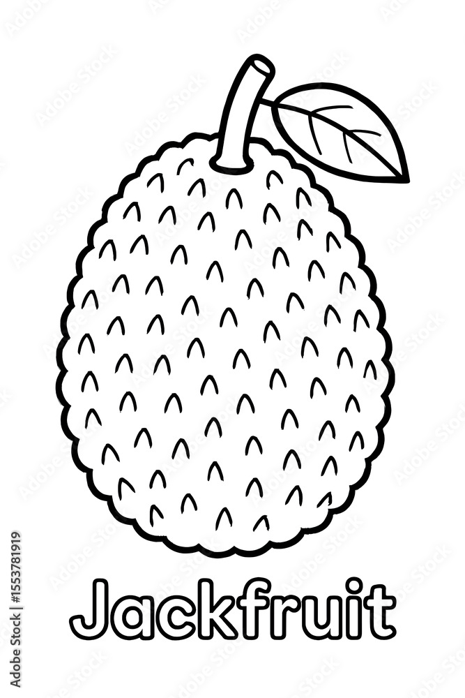 Jackfruit Coloring Page Printable Line Art of Tropical Fruit Stock ...