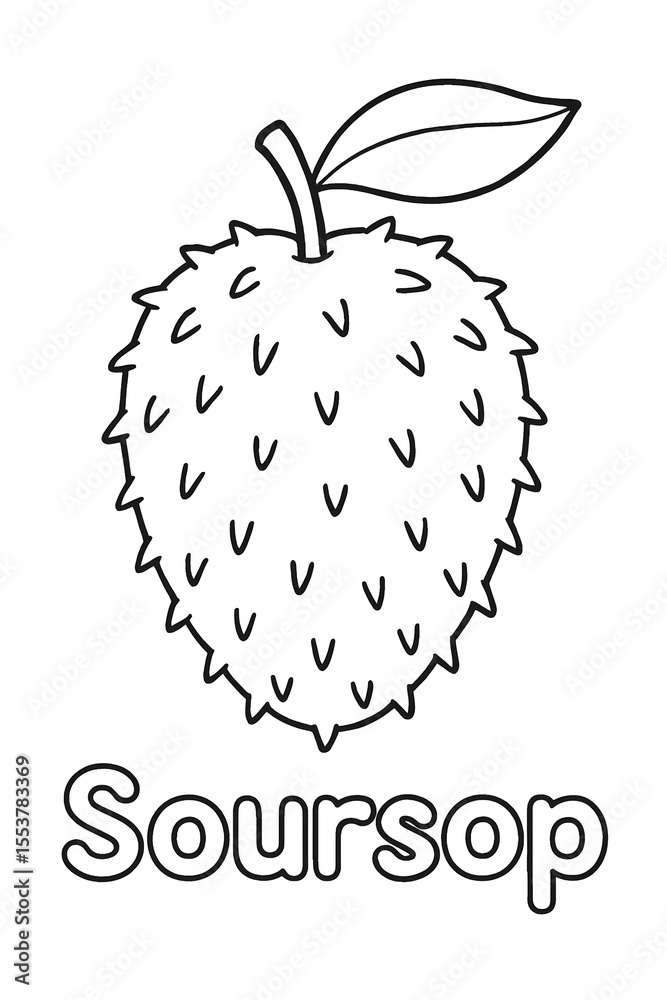 Soursop Fruit Coloring Page Printable Soursop Illustration for Kids ...