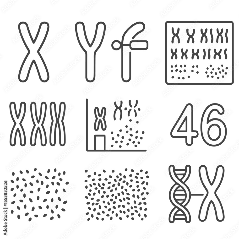 Vector de Stock Chromosome Iconography. Outline style icons of ...