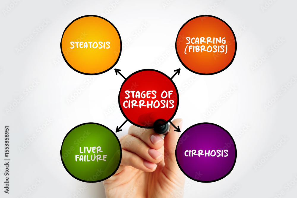 Stages of cirrhosis (scarring of the liver caused by long-term liver ...