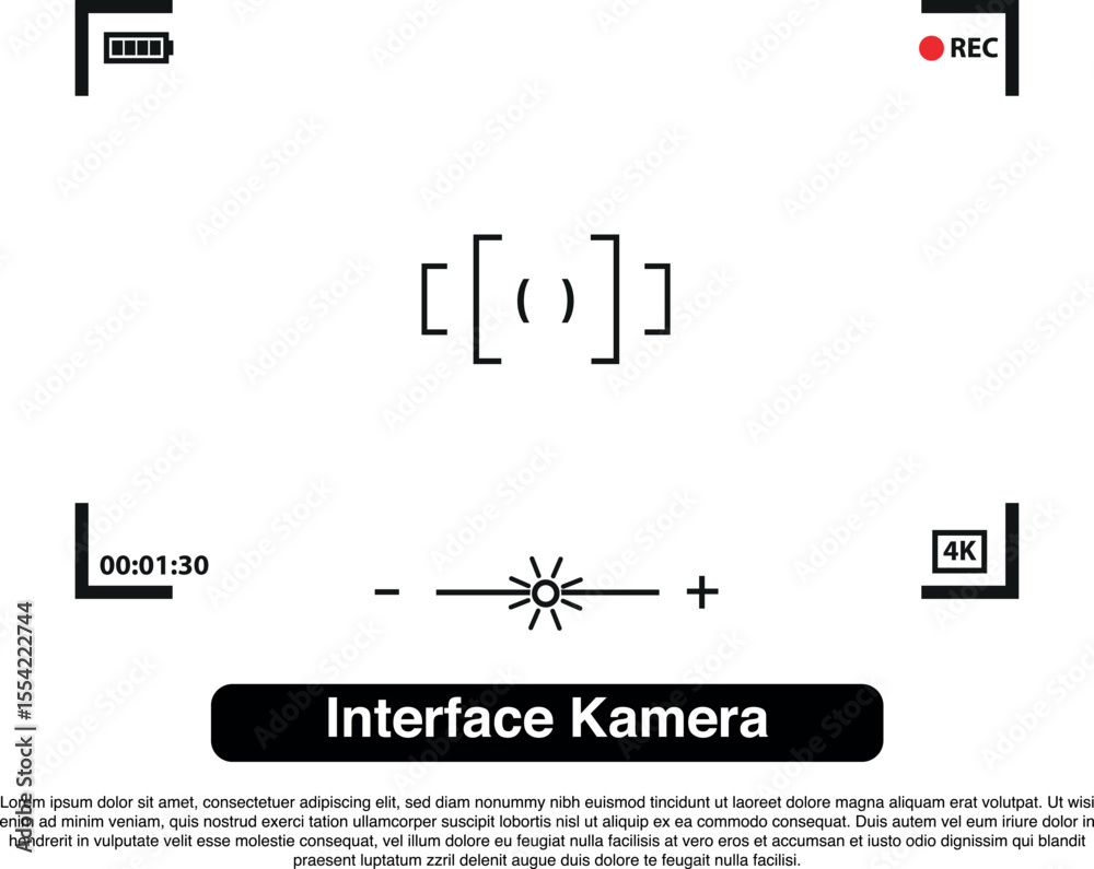 Digital camera viewfinder interface on a white background, featuring ...
