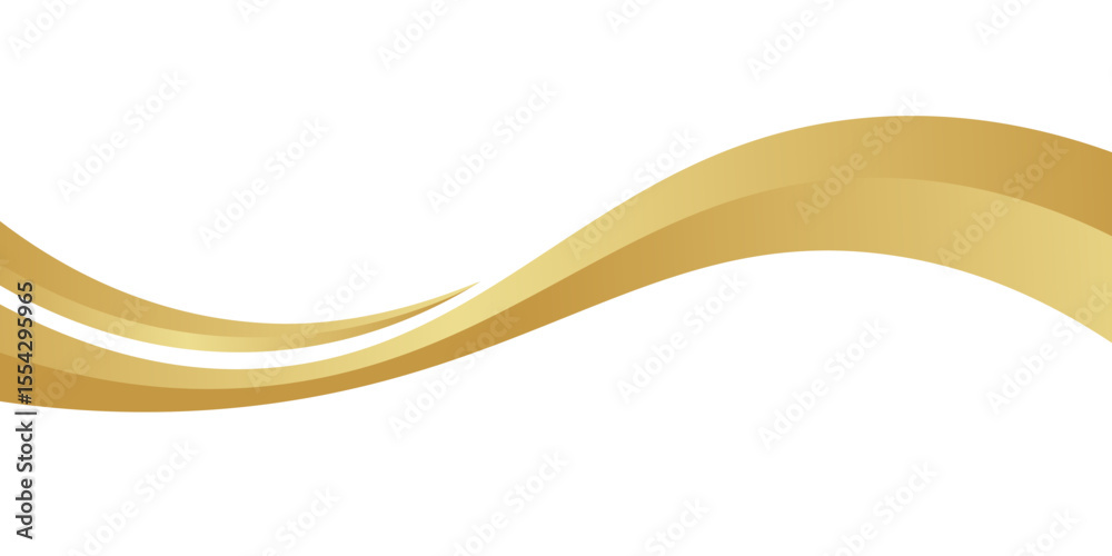 gold wave curve, golden wave corner shape for element, stripes ribbon ...
