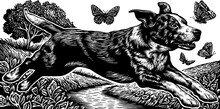 Dog Chasing Butterflies Free Stock Photo - Public Domain Pictures