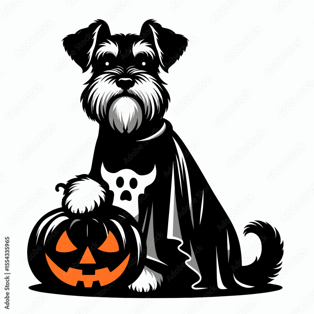 Stock-Vektorgrafik „Miniature Schnauzer Dog wear ghost costume and ...