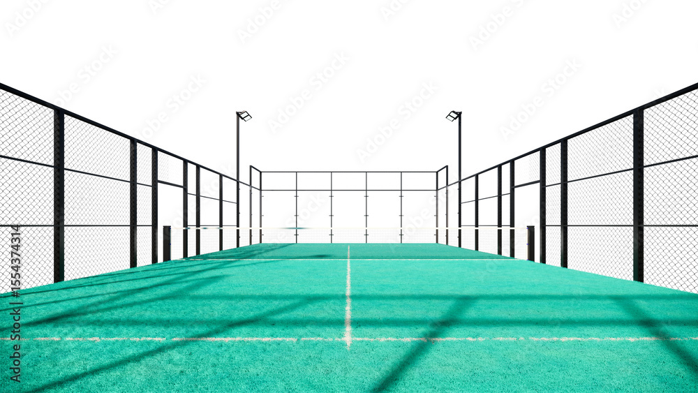 back view turquoise color padel court with transparent background Stock ...