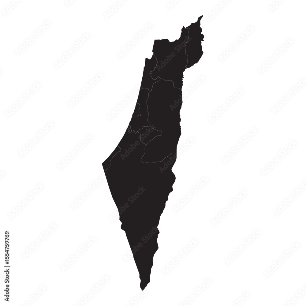 Detailed political and geographic map of Israel with labeled districts ...