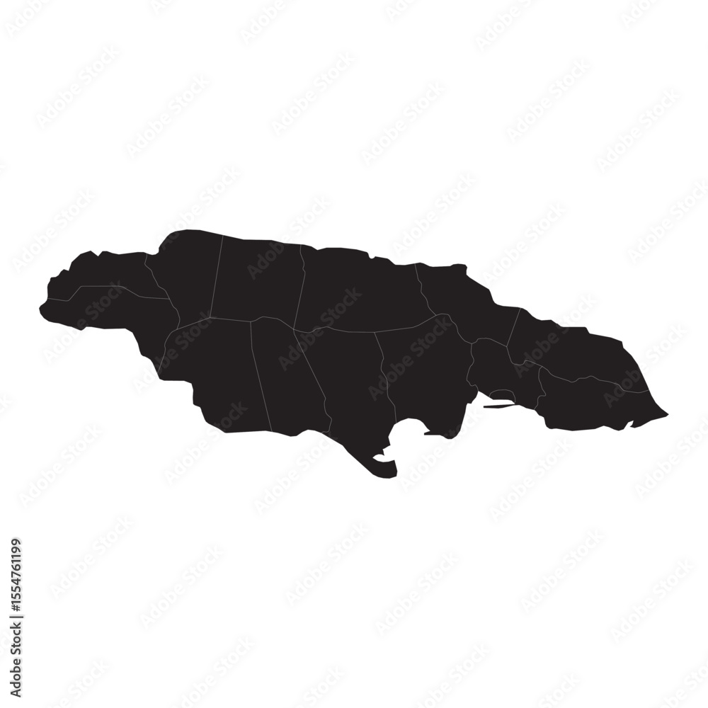 Vetor Detailed political and geographic map of Jamaica with labeled ...