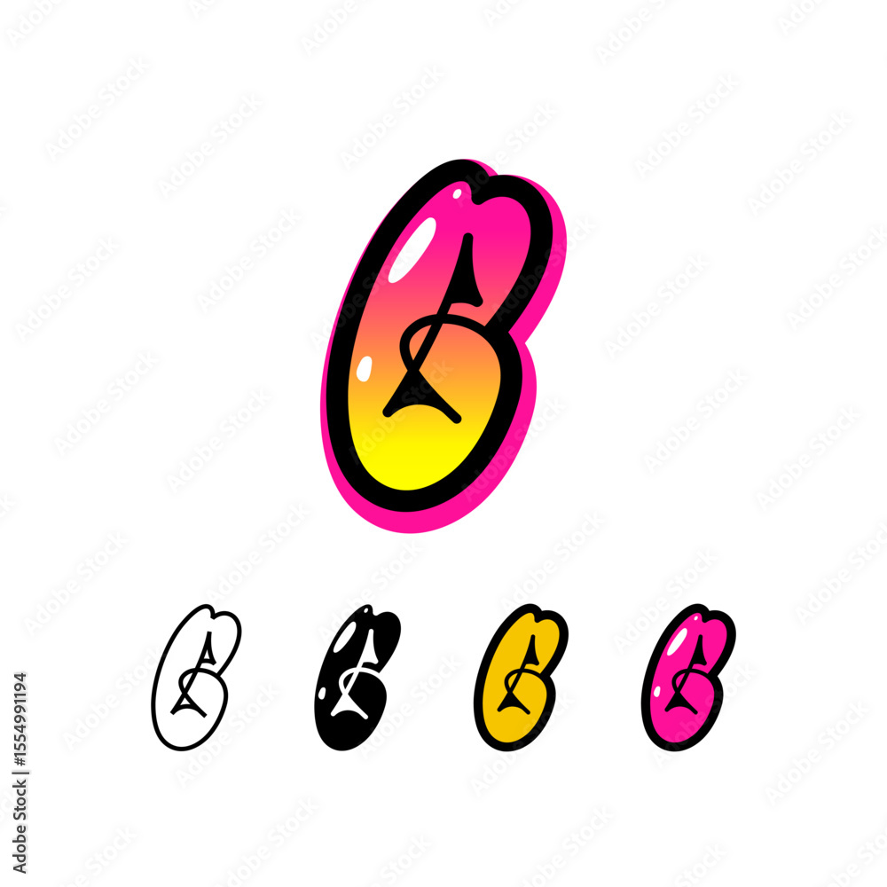 Image vectorielle Stock Logo letter B, graffiti alphabet font, set of ...