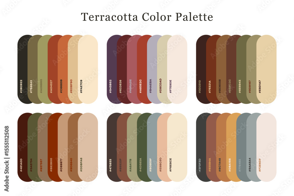 Terracotta color palette. Earthy muted pastel clay tones, warm rustic ...