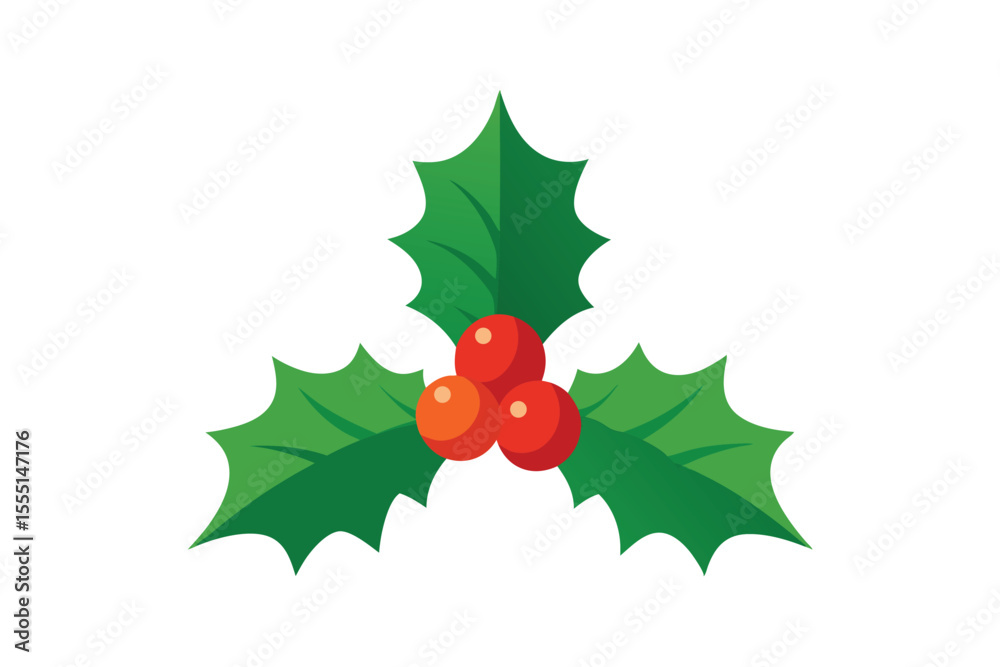 Festive Holly Berry Sprig Christmas Clipart Illustration Stock Vector ...