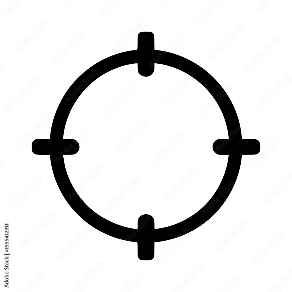 Simple black and white illustration of a target reticle, aiming at a ...