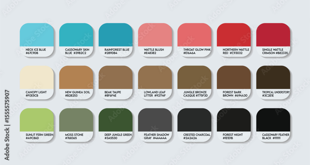 Northern Cassowary Color Palette. Casuarius unappendiculatus color Tone ...