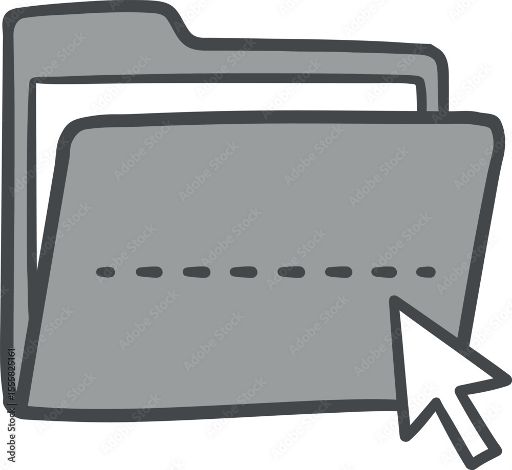 Vector de Stock Open Folder with Mouse Cursor - Digital File Management ...