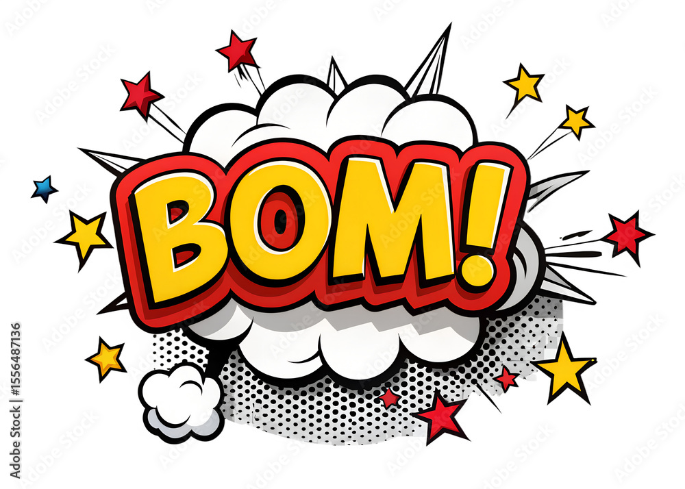 ภาพประกอบ Stock The word bom in a comic pop art explosion cloud ...