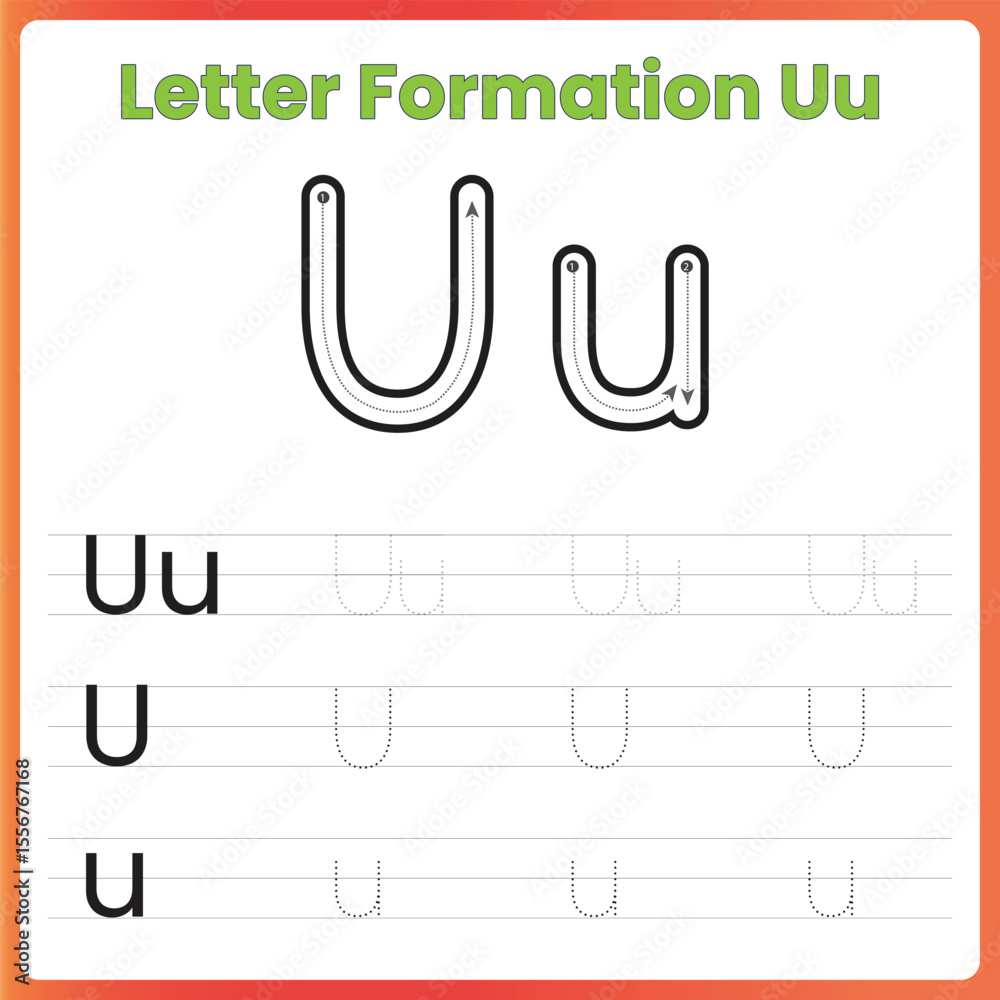 Letter Formation Worksheet for Kids - Uppercase and Lowercase U ...