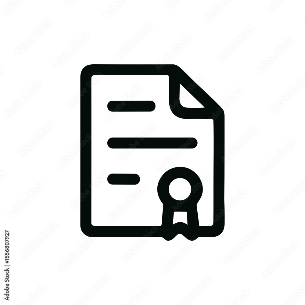 Minimalist Outline Document Certification Form with Seal in Clean Line ...