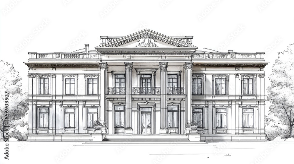 Stock-Illustration „Neoclassical Architecture with Elegant Designs ...