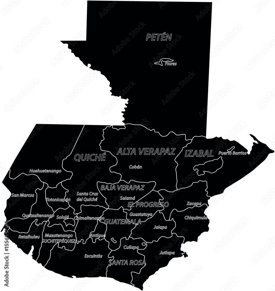 Detailed Political Map of Guatemala Showing Departments and Capitals ...