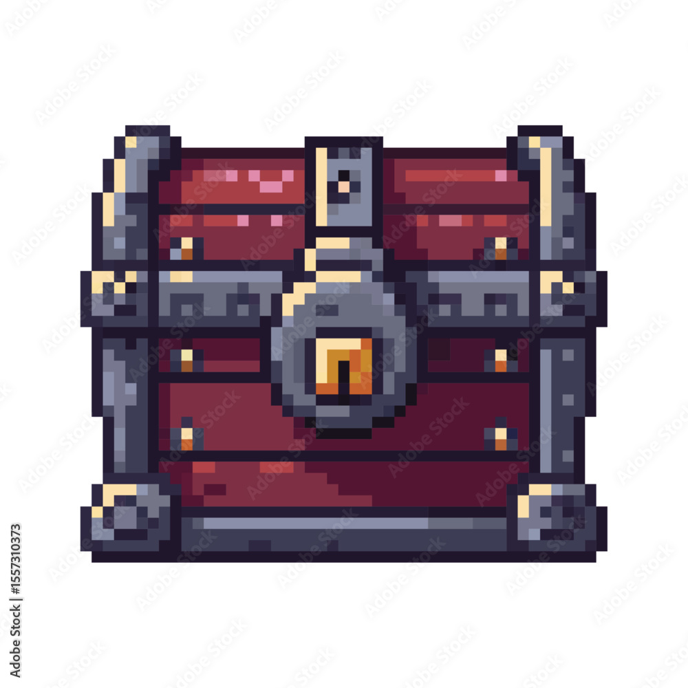 Praca wektorowa bez tantiem: Pixel Art Treasure Chest with Lock ...