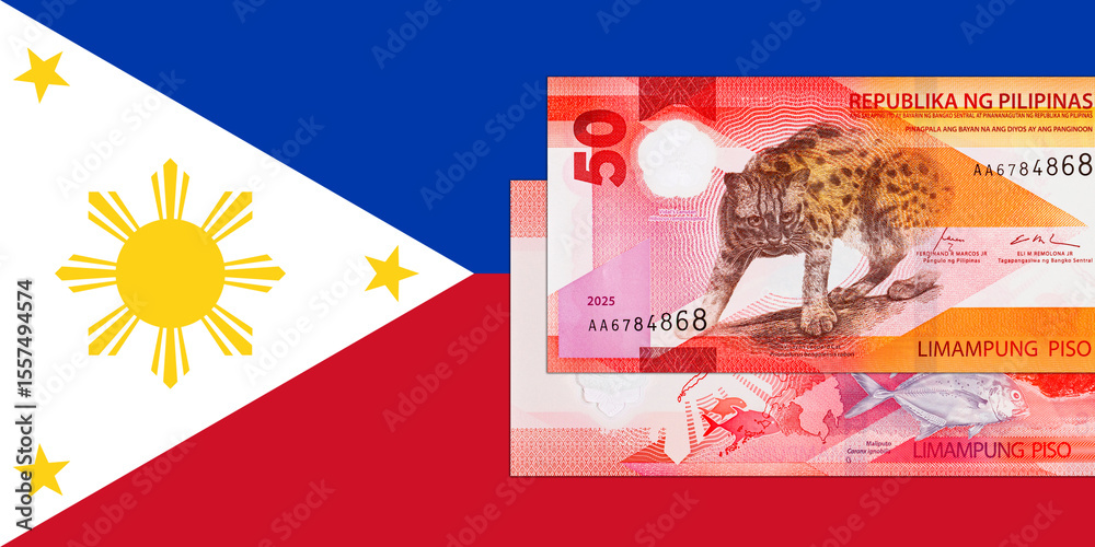 50 Piso Philippines, New Polymer Note 2025 with Visayan Leopard ...