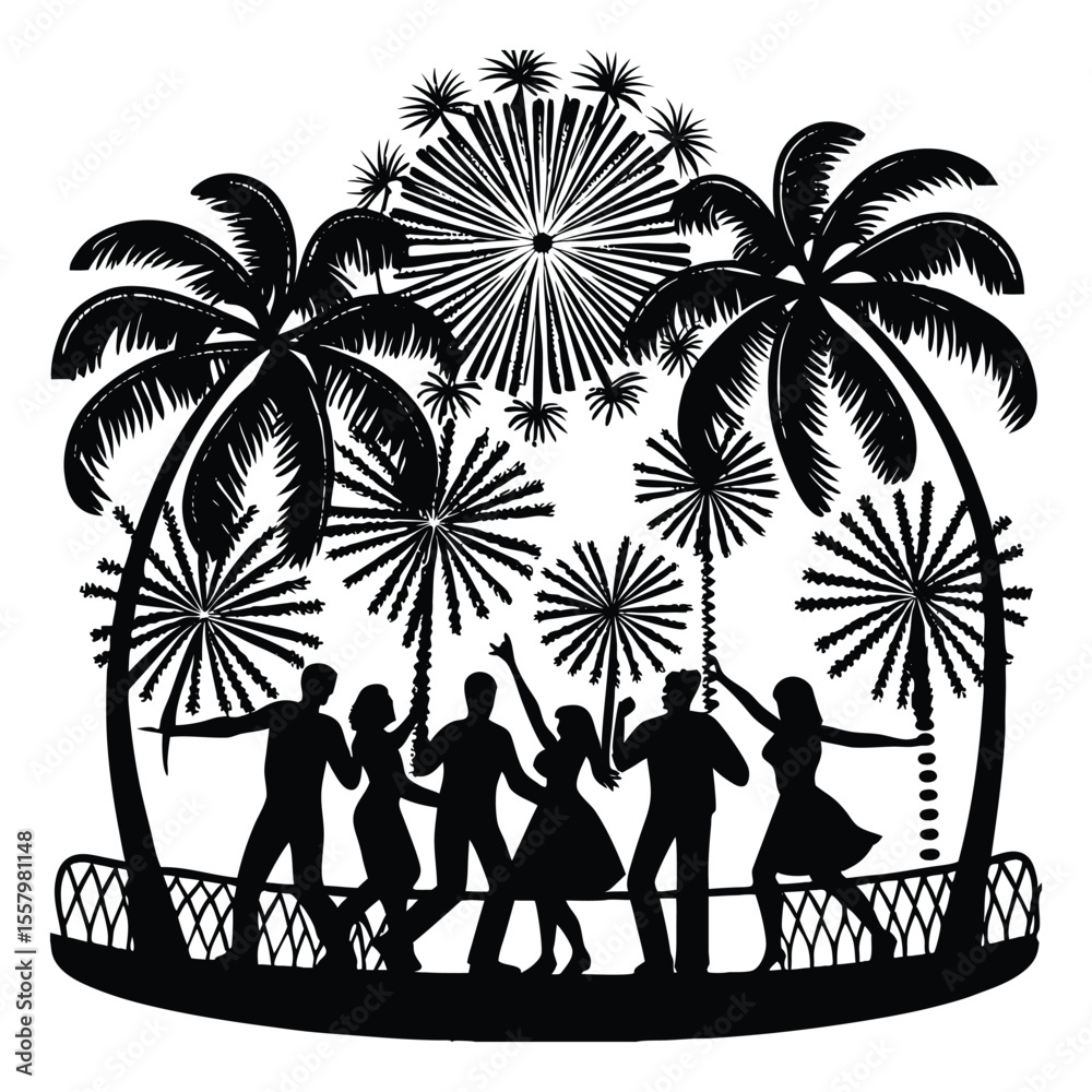 A lively Charleston party silhouette captures dancers in vintage attire ...