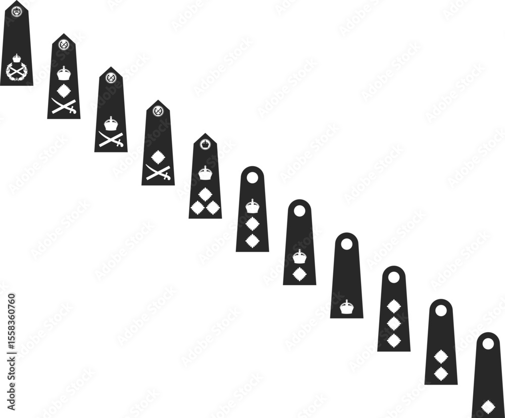 Стоковое векторное изображение «Military ranks of the British Army ...