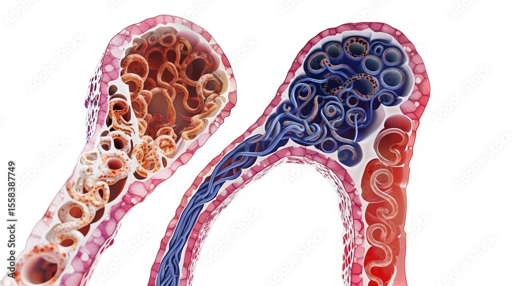 Psoriasis medical illustration comparing normal dermal vasculature ...