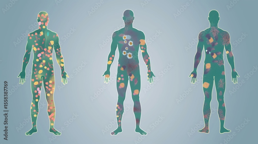 Psoriasis Awareness Month. illustration of human body silhouette ...