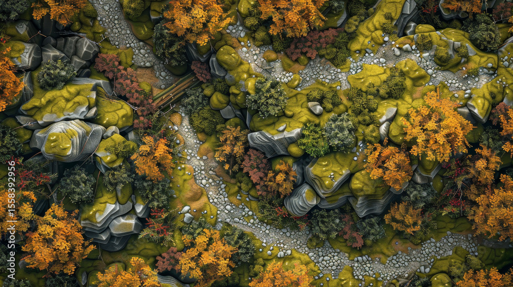 Ilustração do Stock Hyper-realistic DnD battlemap, forest crossroads ...