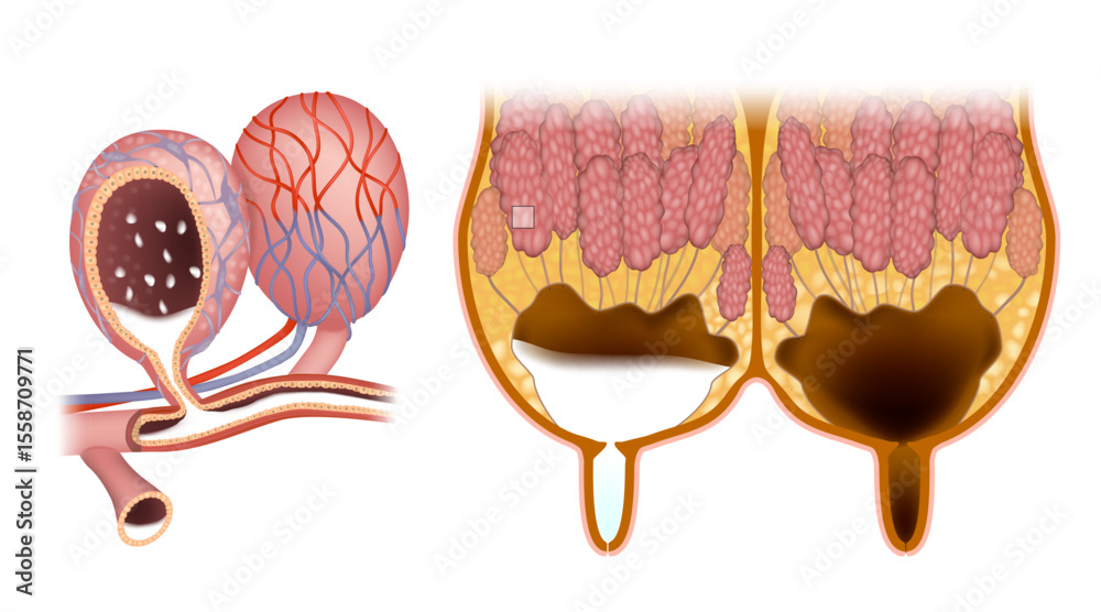Cow Mammary Gland Anatomy and Milk Duct Structure. Cross-Section of ...
