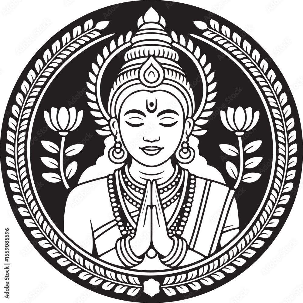Vektor Goddess Durga with Trishul Silhouette Design Durga Face with ...