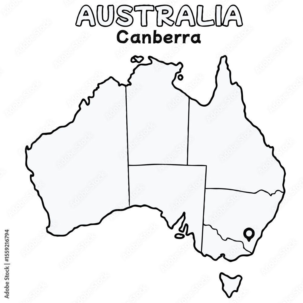 Vektor Outline of the australia Map with State Boundaries with name and ...