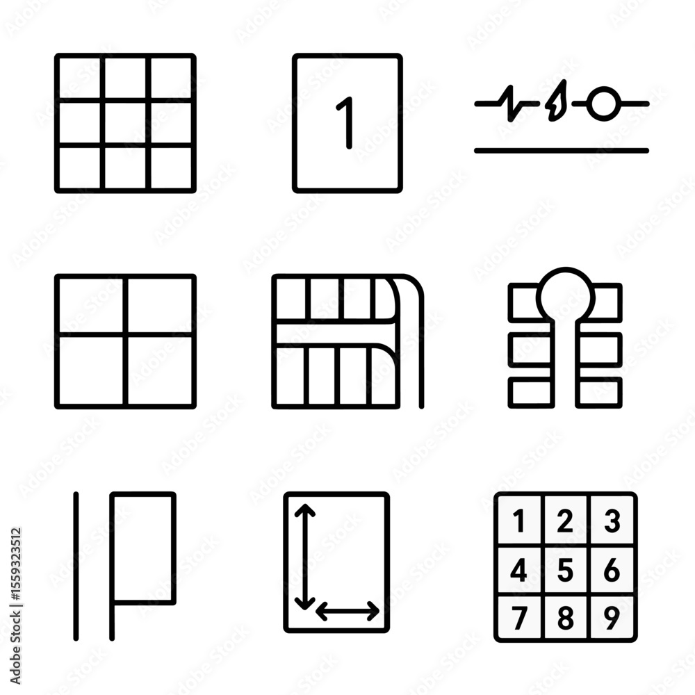 Subdivision Planning Icons. Line style icons of subdivision and plot ...
