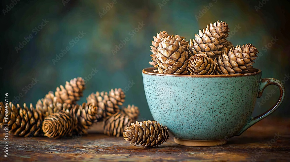 Earthy pine cone tea forest elements nature photography with focus on ...