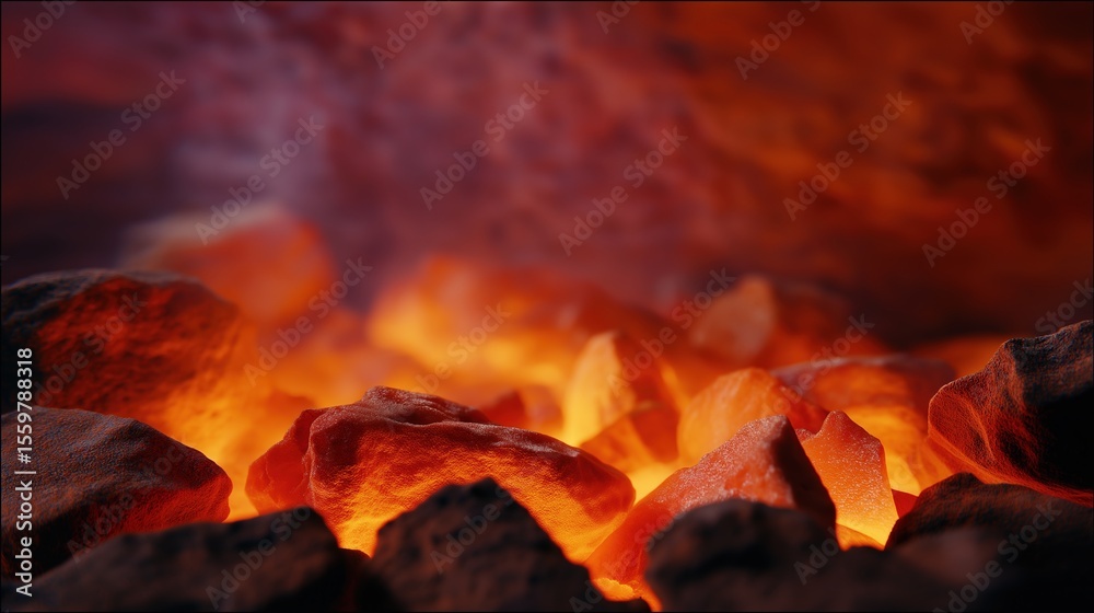 Glowing Ember Stones in a Fireplace Setting Stock Photo | Adobe Stock