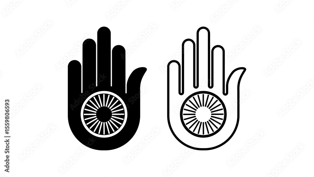 Jain Hand Symbol, black isolated silhouette Stock Vector | Adobe Stock