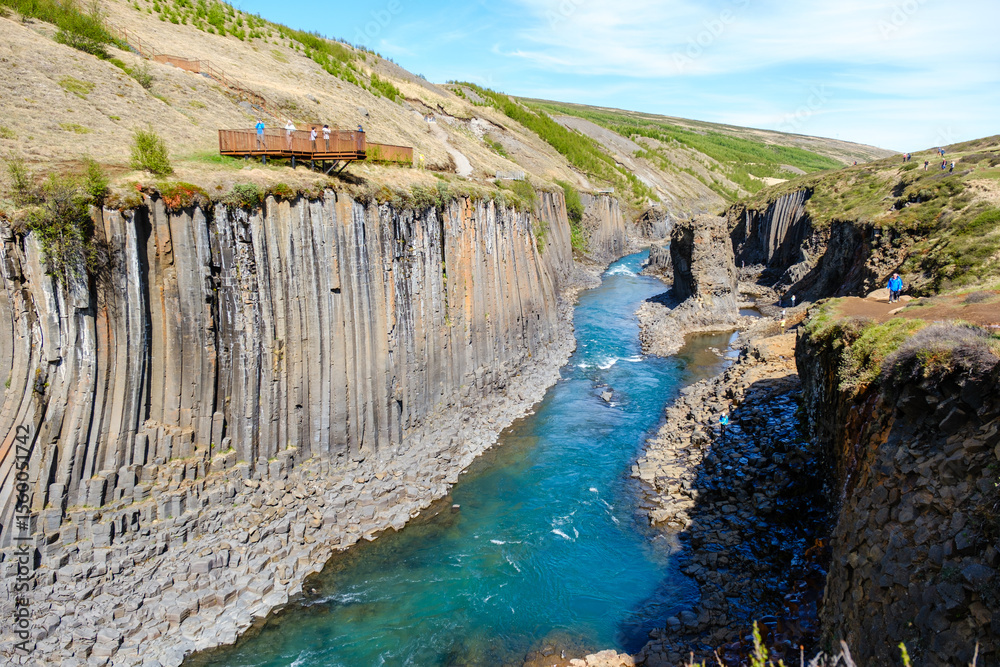 Stunning view of Studlagil Canyon showcasing basalt columns and crystal ...