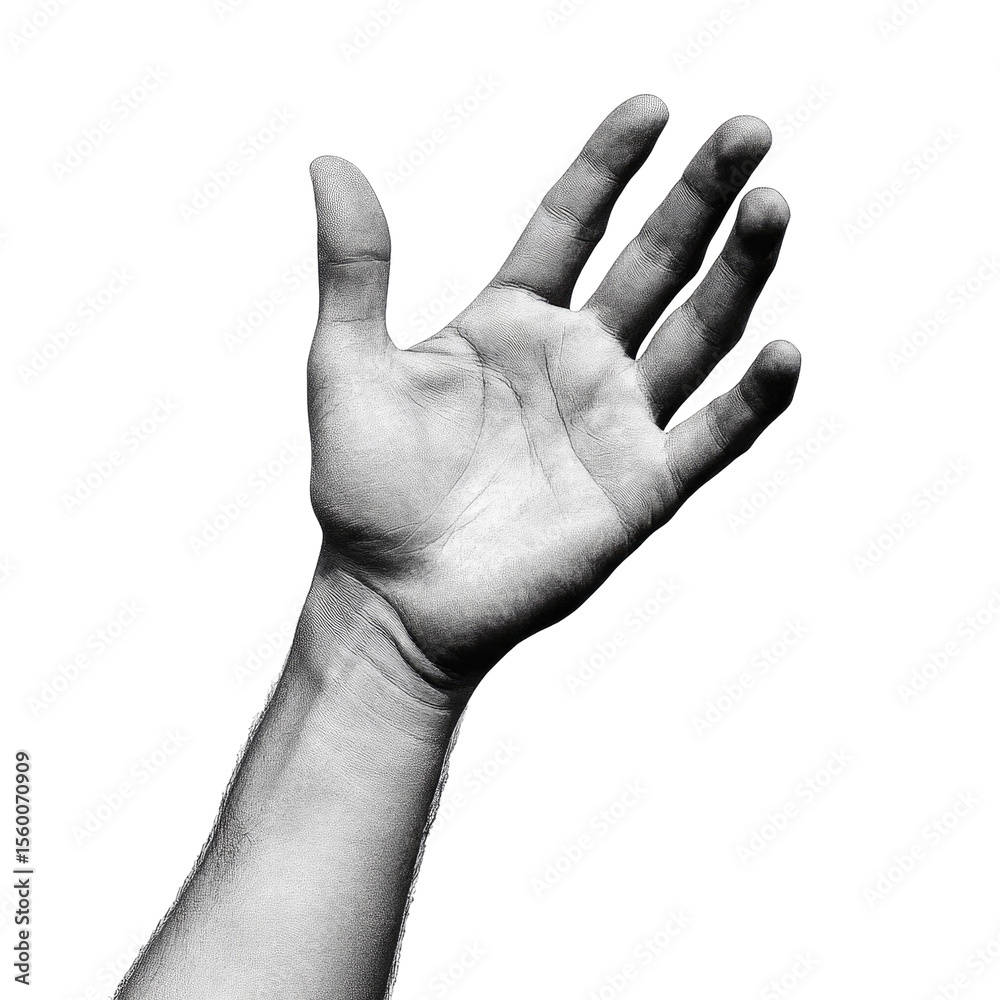 Black and white outstretched hand Stock Photo | Adobe Stock